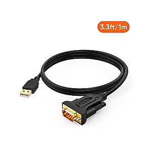 CableCreation USB to RS232 Cable (FTDI Chipset), 3 Feet RS-232 Male DB9 Serial Converter Cable for Windows 11, 10, 8.1, 8,7, Vista, XP, 2000, Linux, Mac OS X,1M / Black