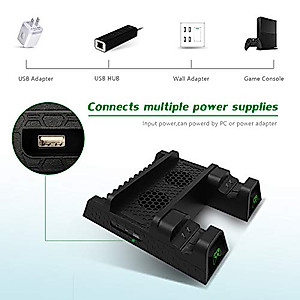 Cooling Stand for Xbox One/One S/One X, CTPOWER Vertical Charging Station with 2 Pack 600mAh Batteries, Games Storage, Dual Controller Charging Station