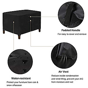 WOMACO Patio Ottoman Cover Waterproof Outdoor Ottoman Covers with Handles Patio Small Side/End Table Cover Water Resistant Patio Furniture Protector (25L x 25W x 17H, Black)