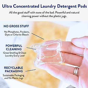 The Clean People Laundry Detergent Pods - Hypoallergenic Laundry Pods - Ultra Concentrated, Recyclable Packaging, Stain Fighting - Sweet Petals, 32 Pack