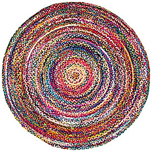 nuLOOM Tammara Bohemian Hand Braided Area Rug, 6' Round, Multi