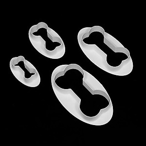 4Pcs/Set Dog Bone Cookie Cutters | Plastic Biscuit Cutter & Stamp - Dog Bone Biscuit Cake Fondant Pancake Cutter Mold | Dog Treat Mold Perfect for Homemade Dog Biscuits Varied Sizes For Pet Owners