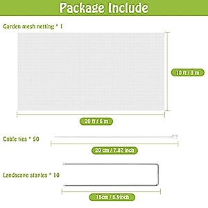 20'x10' Ultra Large Size Garden Mesh Netting, Mckanti Fine Plant Covers with Cable Ties and Garden Nails for Protect Plants Greenhouse Patio Gazebo Screen Barrier Net. (6x3m).