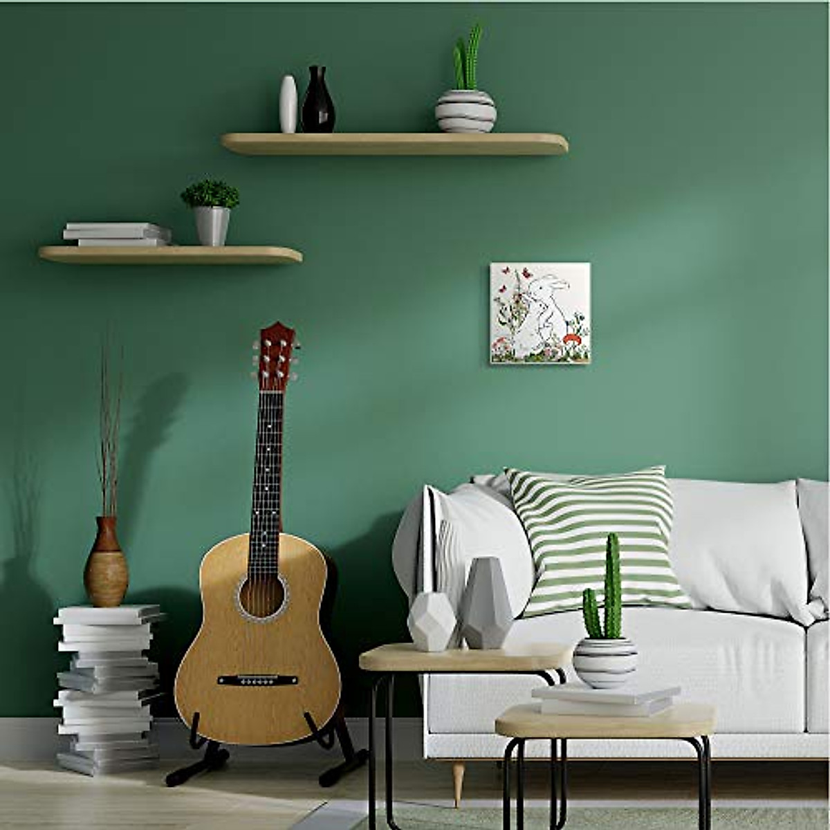 Stupell Industries Rabbit Hugs in Spring Meadow Butterfly Garden, Design by Sangita Bachelet Wall Plaque, 12 x 12, Off-White