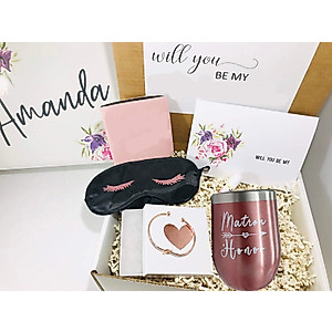 Deutrnew Matron of Honor Stainless Steel Wine Tumblers -Bachelorette Party Gifts for Bride-12 OZ Insulated Mugs with Lid for Bride to be -Bridal Shower Proposal Gifts (Champagne)