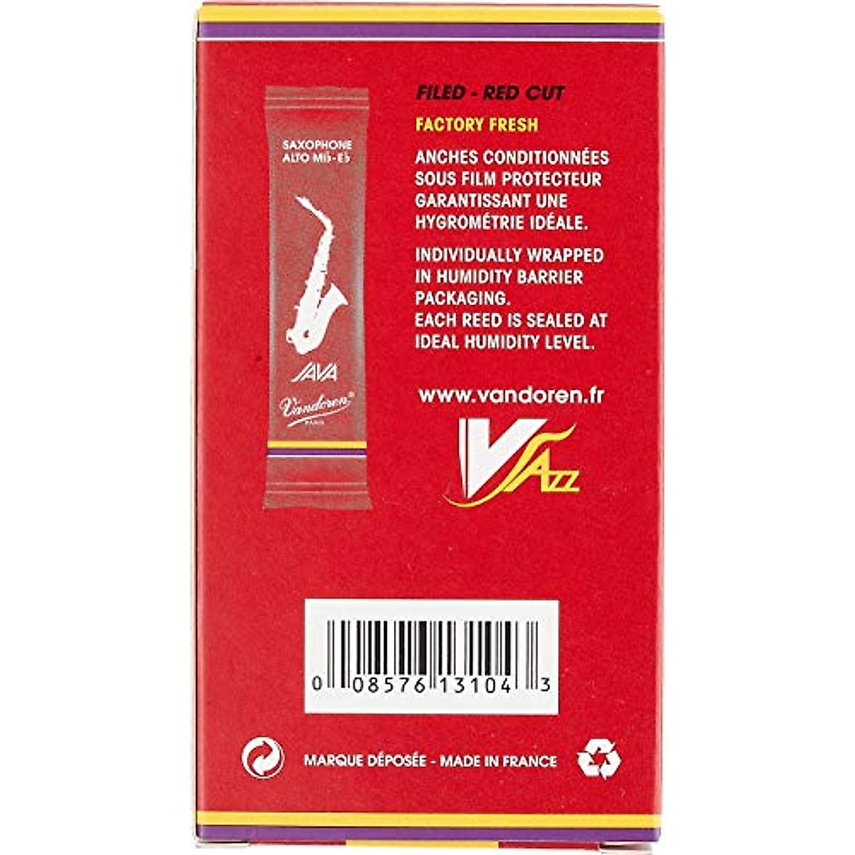 Vandoren SR263R Alto Sax JAVA Red Reeds Strength 3; Box of 10
