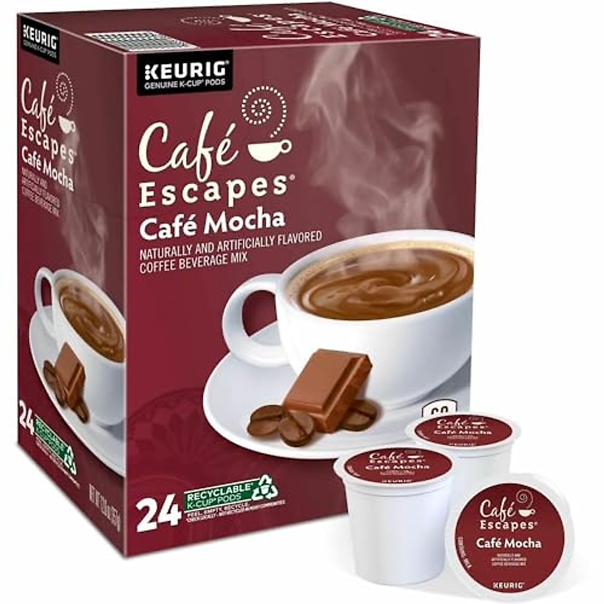Cafe Escapes™ Single-Serve Coffee K-Cup® Pods, Cafe Mocha, Carton Of 24