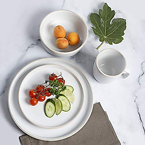 Gibson Home Zuma 16 Piece Round Kitchen Dinnerware Set, Dishes, Plates, Bowls, Mugs, Service for 4, Matte Stoneware, White