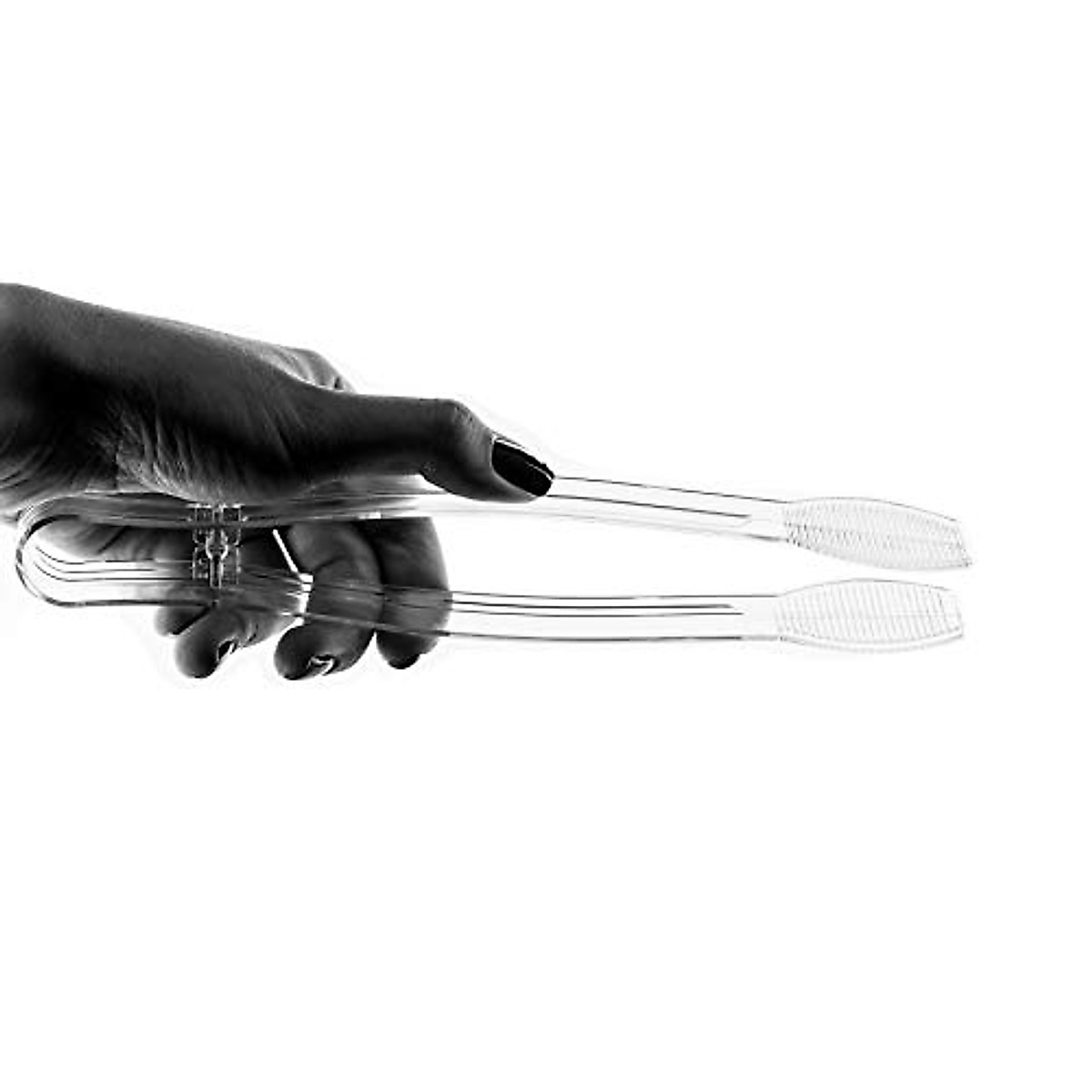[3 PACK] 12 inch Heavy Duty Clear Serving Tongs - Plastic Disposable Salad Tongs - High Heat Plastic, Catering, Salads, Bakery, Buffets, BBQ, Ice, Hot and Cold Foods by EcoQuality (12")