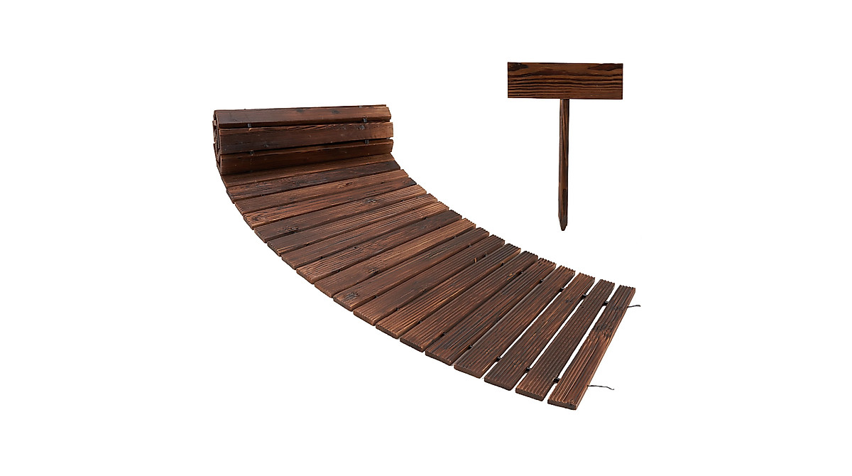 Dragosum 8FT Garden Pathway Wooden Walkway, Outdoor Path Curved Walkway ...