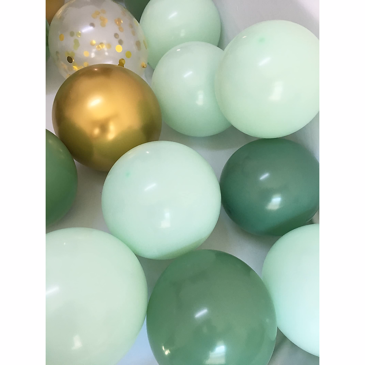 Matte Sage Green Gold Balloons – Light Mint Olive Green Balloons for Wedding Neutral Baby Shower Birthday Party Supplies 60 packs (Sage green + gold)