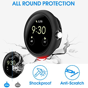 Tiorecime 4 Pack Case for Pixel Watch 2/Pixel Watch, Premium Shockproof Hard PC Protective Cover, All-Around Edge Bumper Compatible with Pixel Watch 2