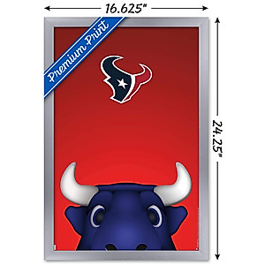 Trends International NFL Houston Texans - S. Preston Mascot Toro 20 Wall Poster, 14.725" x 22.375", Silver Framed Version