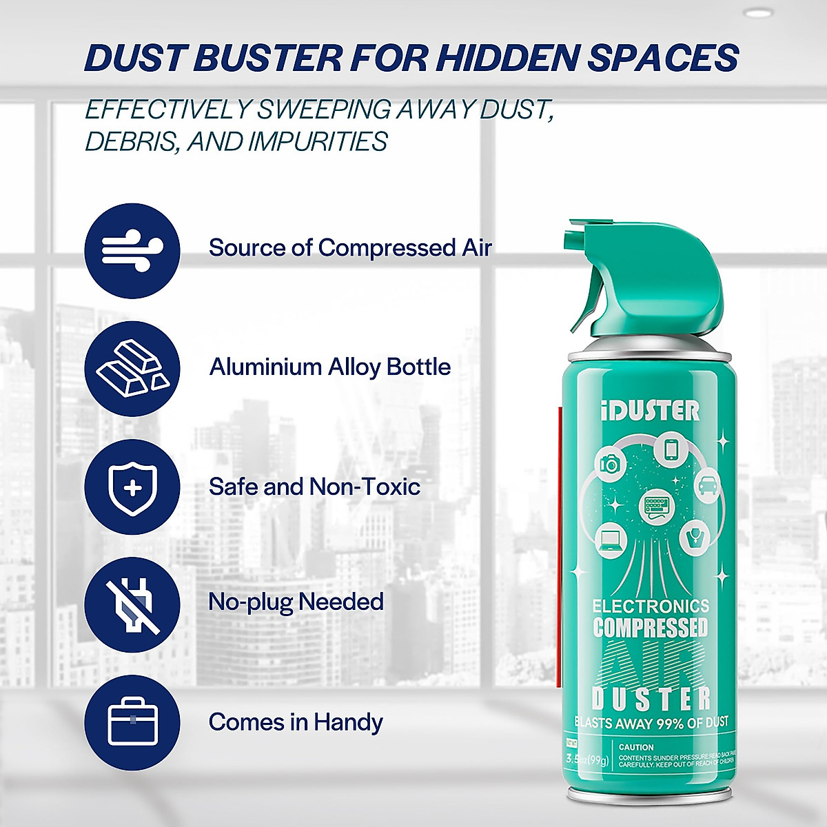 Compressed Canned Air Duster for Computer - iDuster Disposable Electronic Keyboard Cleaner for Cleaning Duster, 1PCS(3.5oz)
