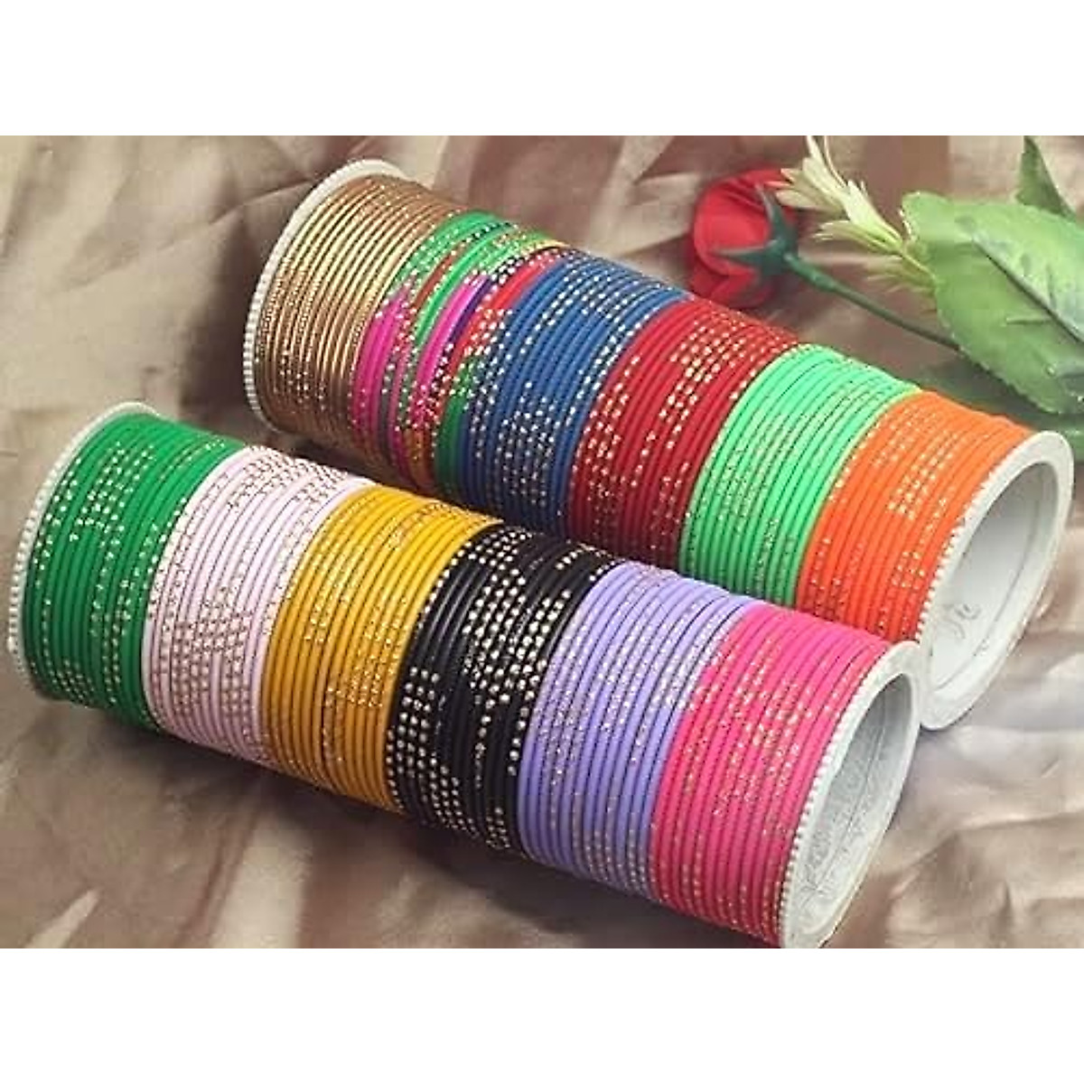 Ratna creation Bollywood Indian Traditional 144 pcs Multi Color Bangle Bracelet Set Women Wedding Partywear Arrangement Costume Jewelry Set (2.6)