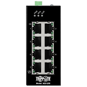 Tripp Lite Industrial 8 Port Ethernet Network Switch 10/100/1000 Mbps -40° to 167°F Temperature Range Unmanaged TAA Compliant DIN Mount (NGI-U08)
