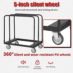 ROREP Dolly Cart with Wheels, Drywall Cart with 1500 lbs Capacity, Flatbed Cart with 4 Braking Casters, Push Cart Dolly for use in Garages, Homes, Warehouses, Black
