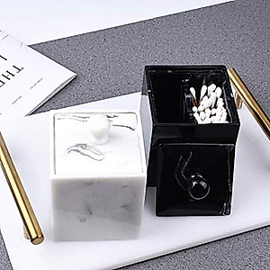 TOPBATHY Cotton Ball Swab Holder Organizer Qtip Dispenser Holder Bathroom Vanity Organizer Apothecary Jars for Home Storage (White)