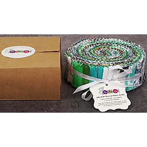 Soimoi 40Pcs Travel Print Precut Fabrics Strips Roll Up 1.5x42inches Cotton Jelly Rolls for Quilting - Multicolor