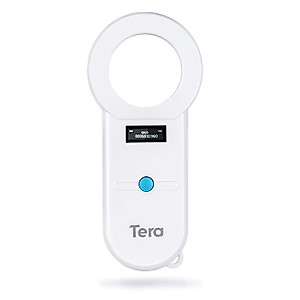 Tera Pet Microchip Reader Scanner RFID Portable Animal Chip ID Scanner with OLED Display Screen Rechargeable Data Storage Tag Scanner Supports EMID FDX-B(ISO11784/85) for Dog Cat Pig Animal Management
