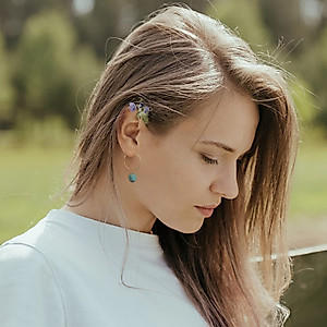 PEARLADA 18k Gold Hoop Earrings with Turquoise Charm Boho Dangle Drop Earrings Trendy Handmade Summer Jewelry