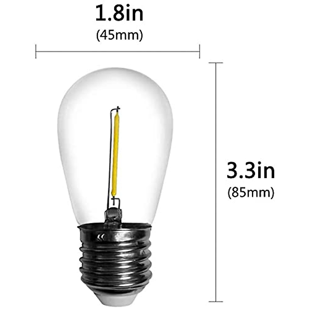 S14 LED Bulb String Light Bulbs Equivalent 7 Watt Daylight White 6000K 0.65W E26 LED Edison Replacement Light Bulbs for Indoor Outdoor String Lights, Clear Plastic, 120V(25-Pack)