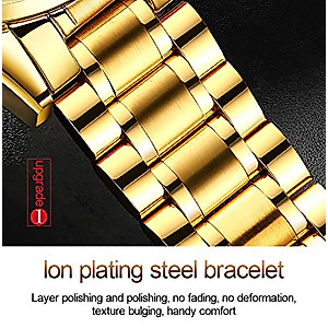 Black Gold Watch for Men,Day and Date Men Watch,Men Gold Tone Watch,Fashion Gold Men Watches,Male Watch,Business Waterproof Men Watch,Luxury Gold Men Watches,Luminous Man Watch,Dress Watch for Men