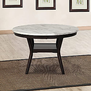 New Classic FURNITURE Celeste Faux Marble Round Dining Table, 48-Inch, Espresso