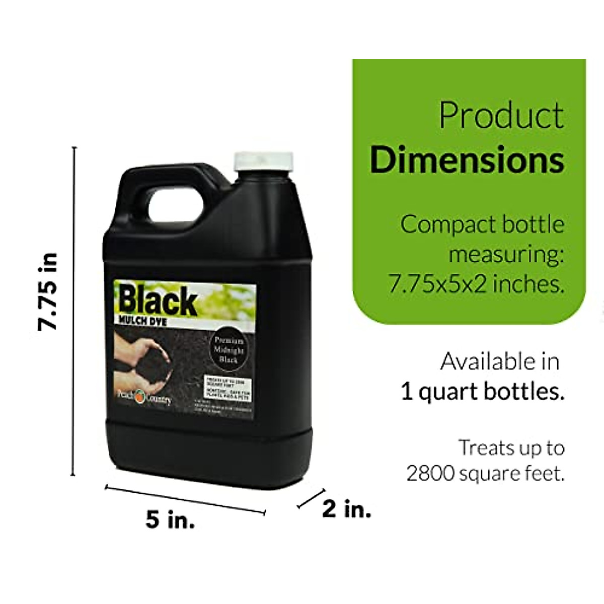 Peach Country Midnight Black Mulch Dye Color Concentrate - 2,800 Sq. Ft. - Brighten Up Your Old Mulch Beds Easily with Our Premium Mulch Dye (1 Quart, Black)