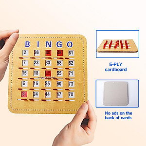 GSE Games & Sports Expert 5Ply Stitched Shutter Bingo Cards, Finger-Tip Shutter Slide Bingo Cards, Easy-Read Large Print Bingo Cardboard with Sliding Windows (25-Pack)