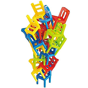 Balancing Chair Game Stacking Chair Games with 18 Mini Chairs & Russian Instruction - Night Games for Children Development - Russian Board Game