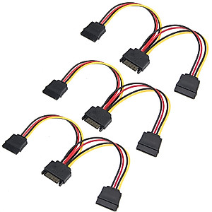 SATA Power Splitter, 3 Pack 15 Pin SATA Male to Dual 15 Pin Female Power Y Splitter Cable Adapter UIInosoo for Hard Drive, HDD, SSD, 9.8 Inches