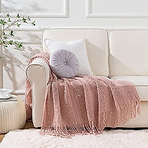 BATTILO HOME Dusty Pink Throw Blanket for Couch, Decorative Accent Soft Blush Throw Blankets for Bed Sofa Chair, 50"x60"