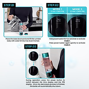 Hydrogen Water Bottle, Hydrogen Water Bottle Generator Produces Pure Hydrogen Water, SPE/PEM Technology, OLED Display, Purification Vent, Generates up to 5500 PPB, Best Hydrogen Water Generator.