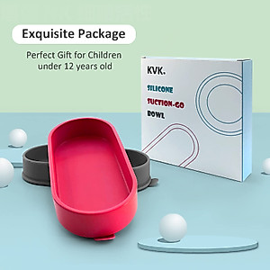 KVK Baby Bowls with Suction, 2 in 1 Silicone Toddler Plate for Baby, Stick To High Chair Trays and Table,Compact Design-Bright Blue