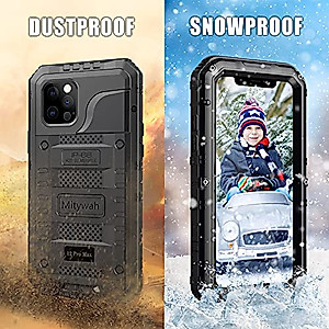 Mitywah Waterproof Case for iPhone 12 Pro Max, Heavy Duty Military Grade Armor Metal Case, Full Body Protective Rugged Shockproof Thick Dustproof Strong Case for iPhone 12 Pro Max 6.7’’, Black