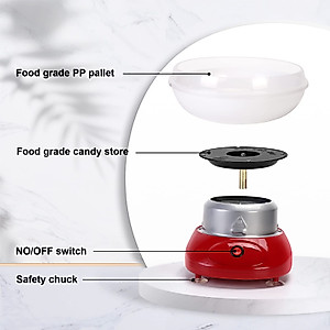 Cotton Candy Machine for Kids - VAlinks Electric Cotton Candy Maker with Splash-Proof Plate, Homemade Sweet for Home Family Birthday Party, Children's Day, Christmas & Wedding, Red