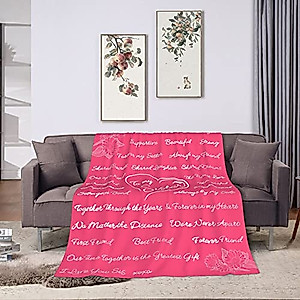 Fleece Pink Sisters Quote Blanket - Cozy Flannel Throw - Heartfelt Gift for Sisters & Best Friends