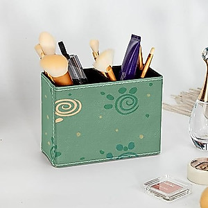 Pencil Pen Holder Cup, Stationery Organizer Holder Makeup Brush Storage Organizer, Modern Design Desktop Desk Accessories for School Office Home Supplies - Light Green Pattern