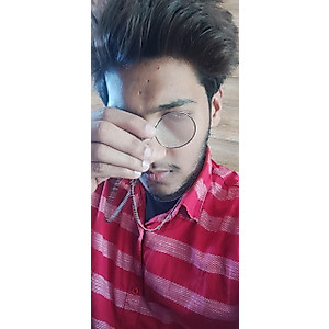 WAVE NAUTICAL Portable Handled Loupe Monocle for Library 10X Magnifiers Antique Brass Chain Necklace with 40mm Diameter Glass Magnification Lens Pendant Round Magnifying Optical Magnifier