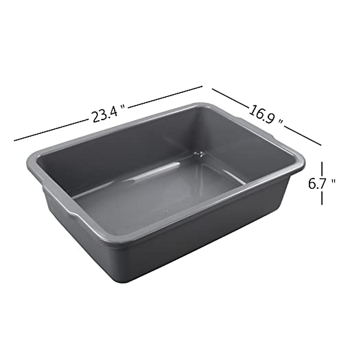 Obstnny 4-Pack 32 L Plastic Commercial Bus Tub, Large Utility Bus Boxes, Gray