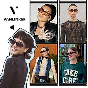 VANLINKER Polarized Retro Small Oval Cat Eye Sunglasses Womens Men Trendy Cateye Shades Narrow Skinny 90s Sunnies VL9683 Tortoise Frame Tea Lens