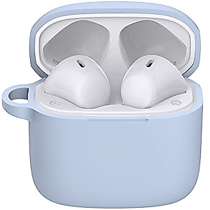 TOZO A3 Protective Silicone Case Shockproof Soft Skin Cover for TOZO A3 Earbuds with Front LED Visible and Keychain Blue