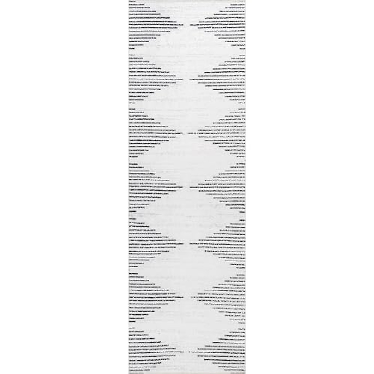 nuLOOM 2' x 12' SpinClean Machine Washable Stain-Resistant Area Rug with Non Slip Backing, Low Profile for Living Room, Bedroom, and Dining Room, Romina White