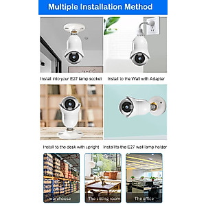 bluedery Light Bulb Camera 2.4GHz & 5G WiFi, 1080P E27 Light Bulb Camera Security Camera, Indoor 360°Home Security Cameras, Full Color Day and Night, Smart Motion Detection, Two-Way Audio