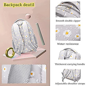 EKUIZAI 3Pcs Daisy Prints Backpack for Girls Bookbag set Primary School Daypack Elementary Students Knapsack with Lunch Box