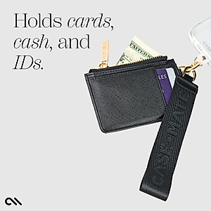 Case-Mate Phone Charm w/Detachable Keychain Wallet (Card Holder) | Anti Theft Phone Strap | Hands-Free iPhone Wrist Strap for Women | Phone Chain Wristlet for Apple Samsung Google Pixel & More| Black