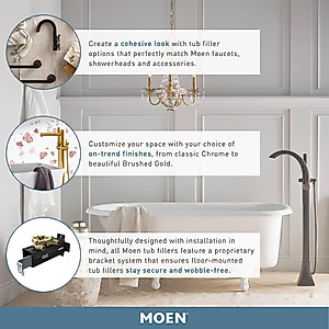 Moen Align Brushed Gold One-Handle Freestanding Floor Mount Tub Filler, Freestanding Tub Faucet with Handshower, 395BG