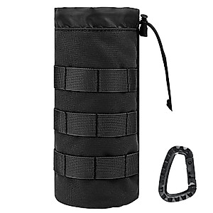 bvya 2 Pack Sports Water Bottle Pouches， Tactical Molle Water Bottle Holder Pouch, Drawstring Top Closure Sports Water Bottle Pouch Carrier