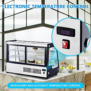 Refrigerated Display Cabinet, 6.5 Cu.Ft./183L Commercial Cake Display Refrigerator, 2-Story Countertop Pastry Display Cabinet, Single-Door Merchandiser With Universal Wheel, Interior Led Lighting